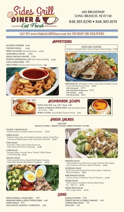 MENUS – Sides Grill Diner & Cafe